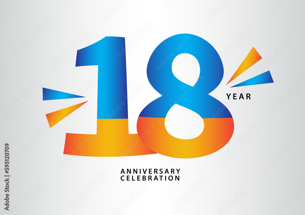 18 year anniversary celebration logotype vector, 18 number design, 18th ...