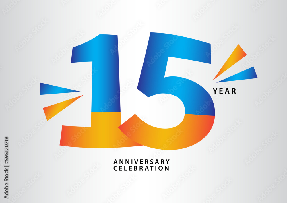 15 year anniversary celebration logotype vector, 15 number design, 15th ...