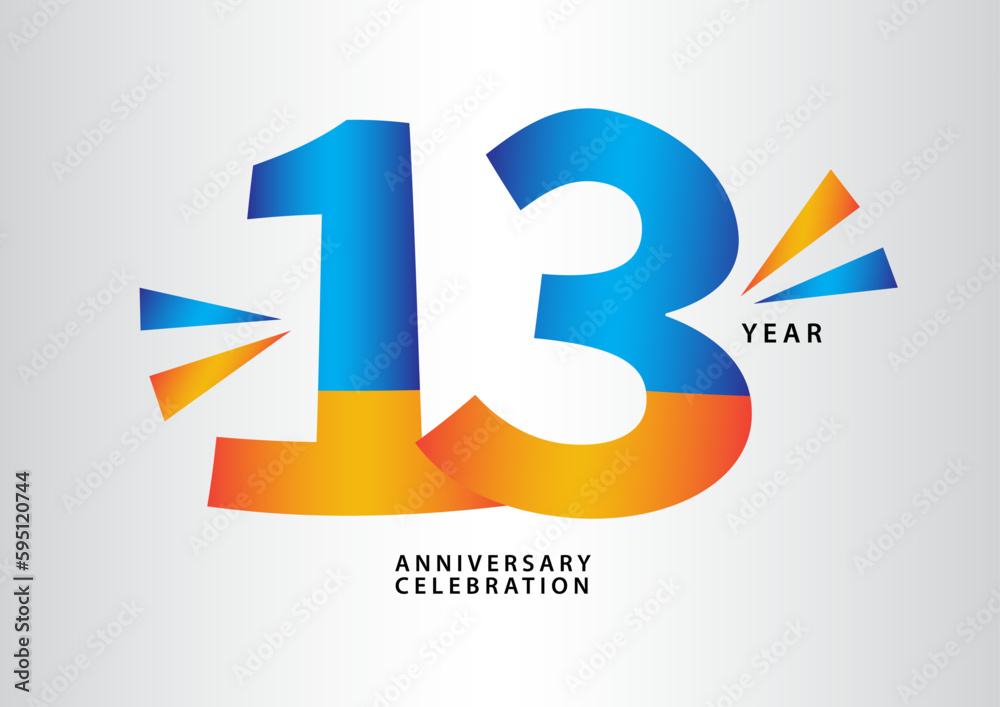 13 year anniversary celebration logotype vector, 13 number design, 13th ...