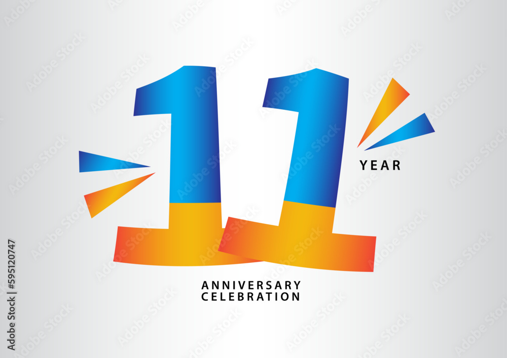 11 year anniversary celebration logotype vector, 11 number design, 11th ...