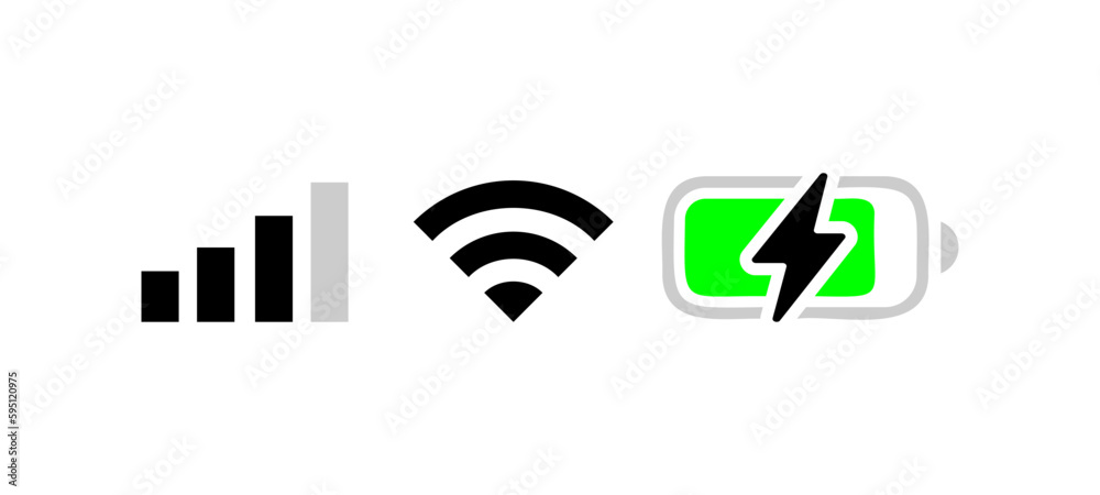 Signal, wifi, battery icon. Status bar symbol modern, simple, vector ...