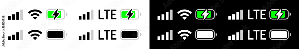 Signal, wifi, battery icon. Status bar symbol modern, simple, vector ...