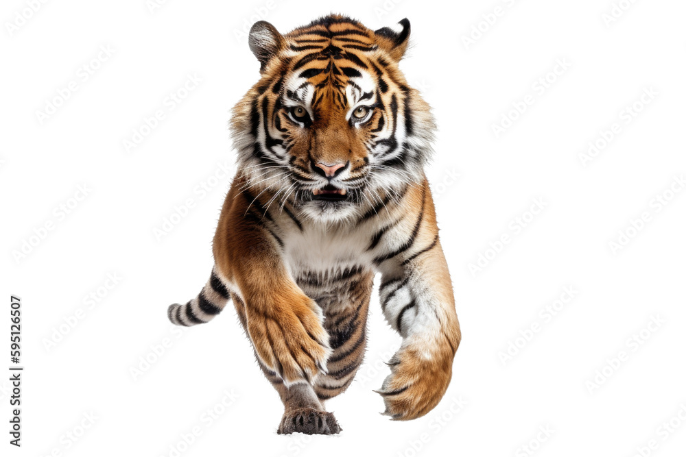 Angry leaping tiger on transparent background, ultra sharp. Generative ...