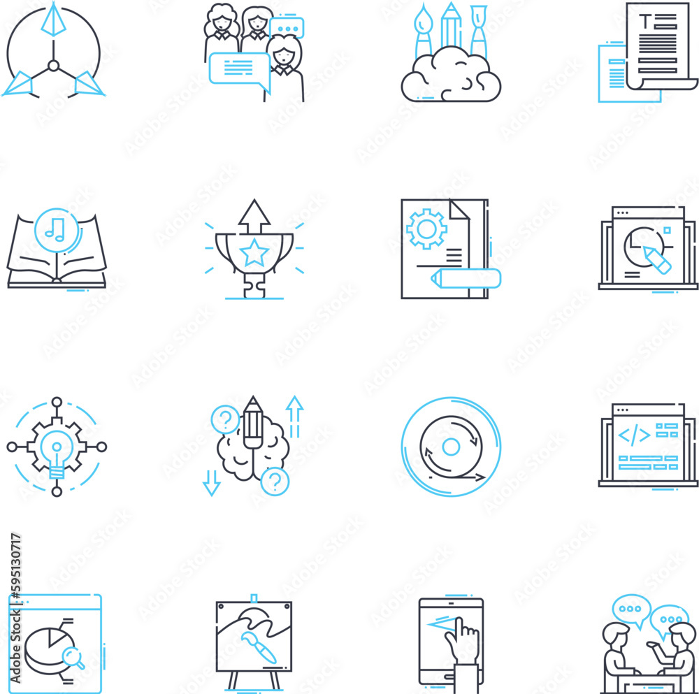 Data Writing Linear Icons Set Analysis Excel Algorithm Interpretation Spreadsheet