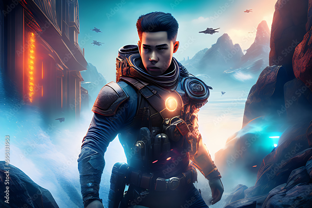 Futuristic soldier Video Game concept art -futuristic pilot in an epic ...