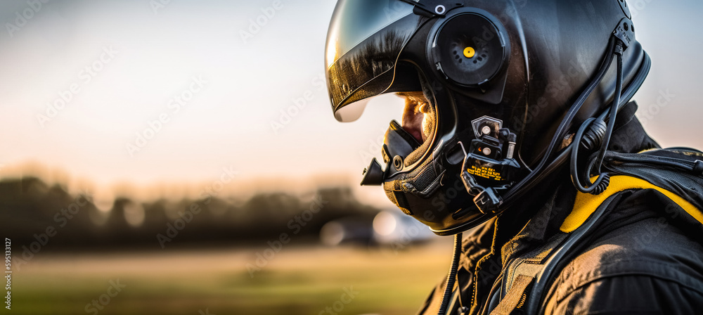 Fighter pilot at airfield on mission standby. Pilot Wearing Mask And ...