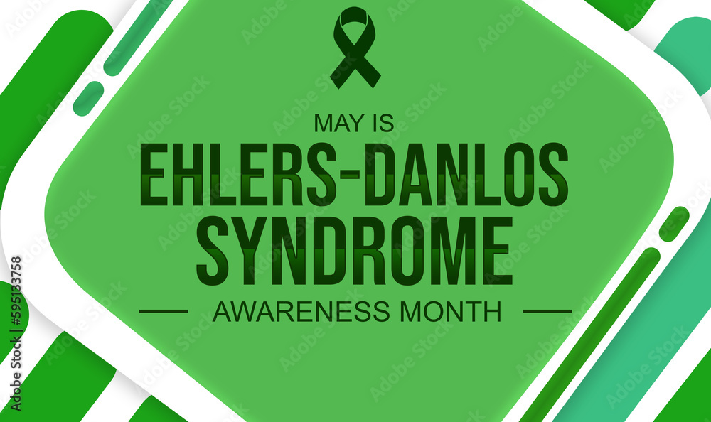 Ehlers-Danlos Syndrome awareness month background with ribbon and green ...