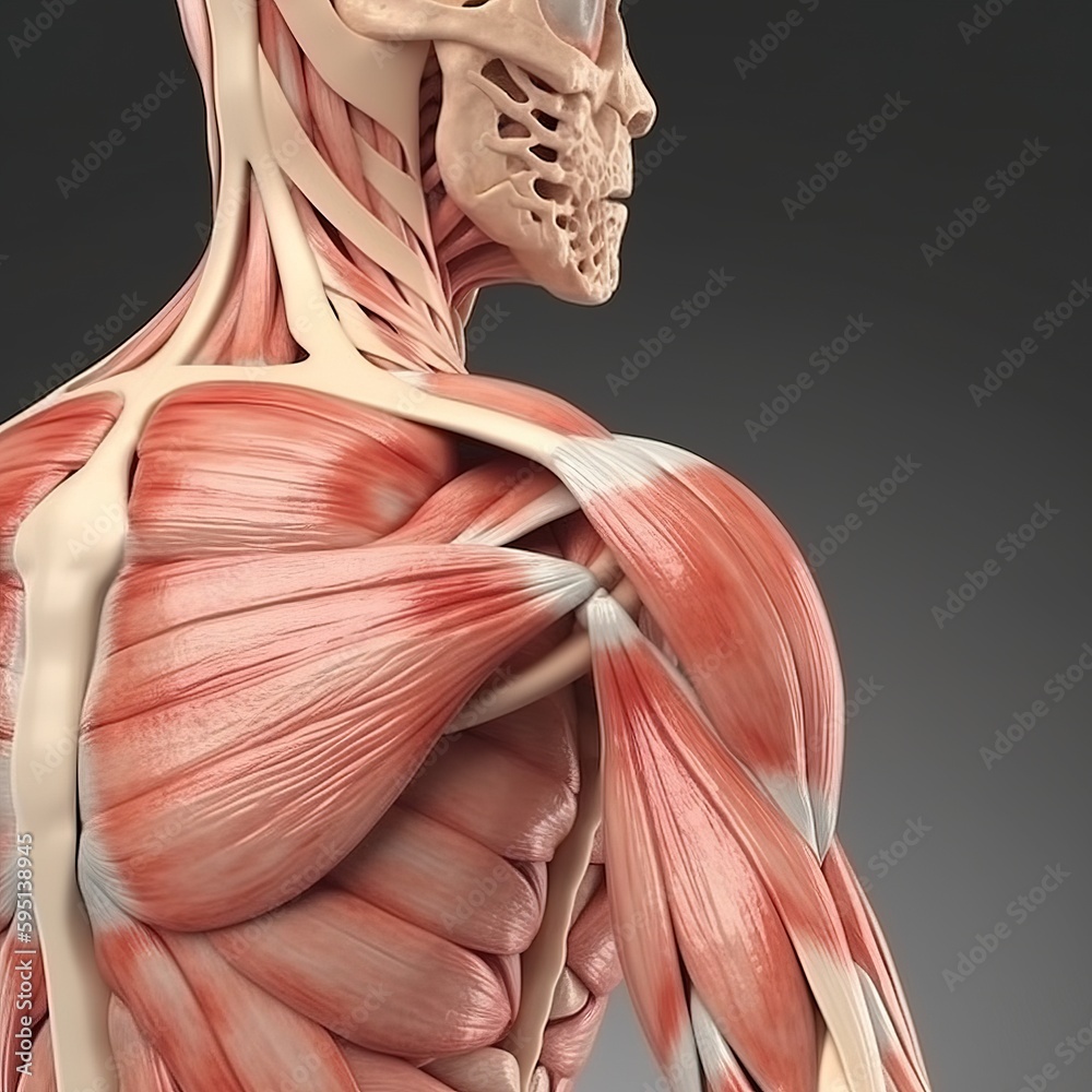 Human anatomy detail of shoulder. Muscle, bone structure. generative ai ...