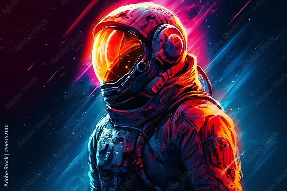 colorful illustration of astonaut in space created with Generative AI ...