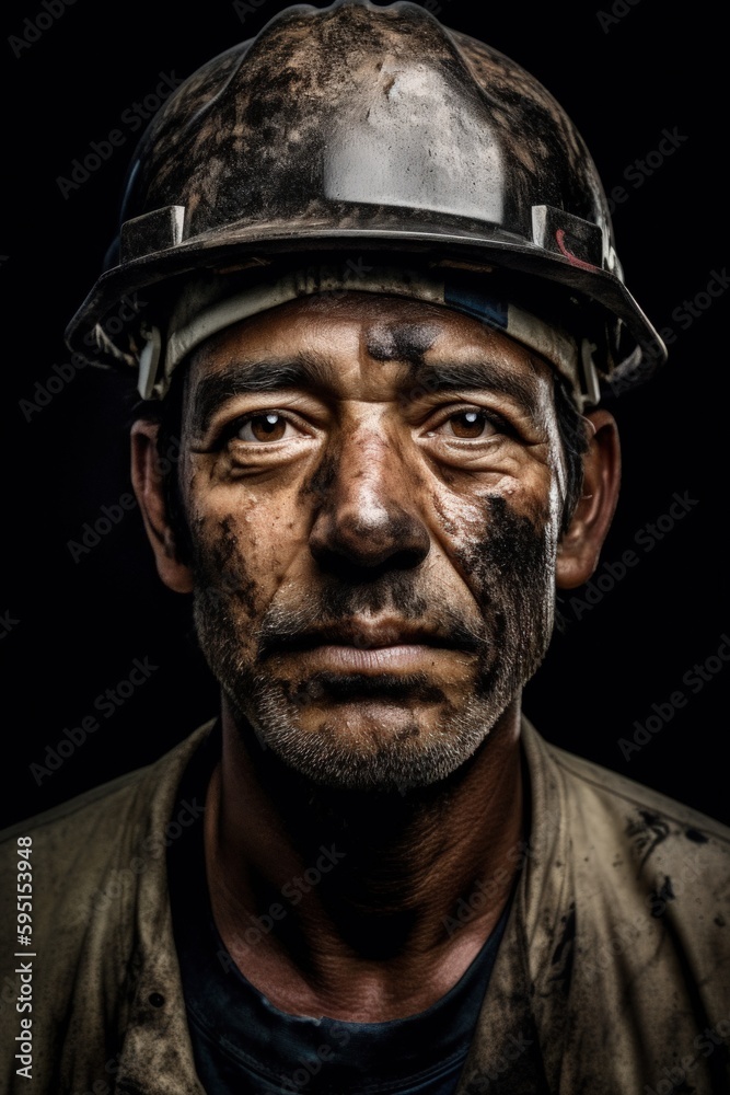 Striking portrait of a high seas worker with oil-stained face ...