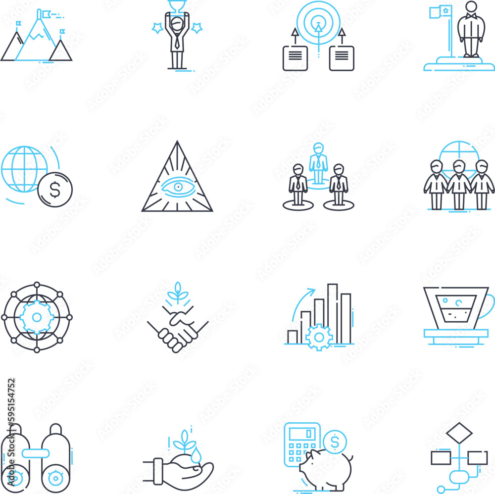 Consolidation linear icons set. Merger, Integration, Amalgamation ...