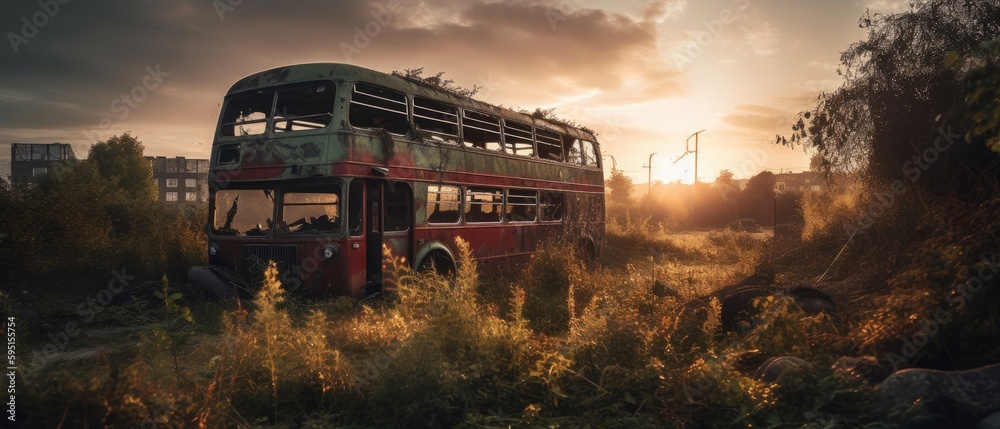 Realistic Post Apocalypse Landscape illustration of city panorama with ...