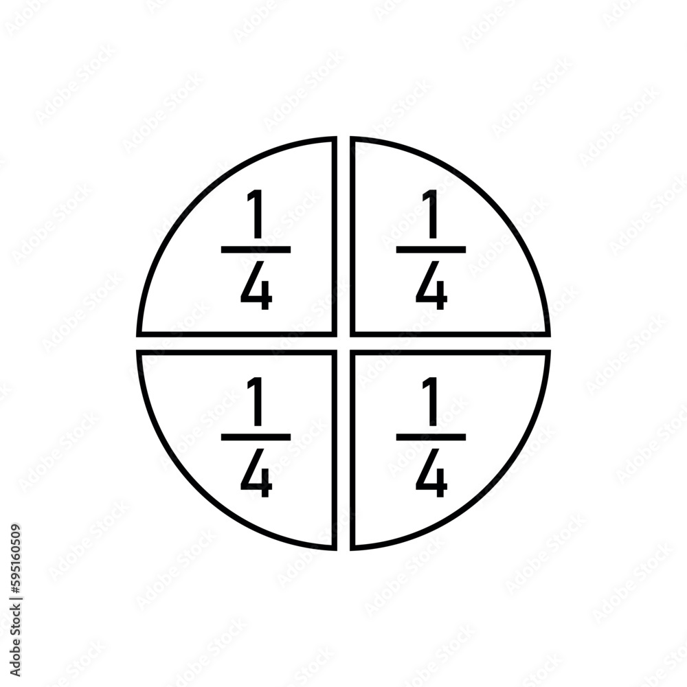 Four parts of circle. Pie chart with four same size sectors. Vector ...