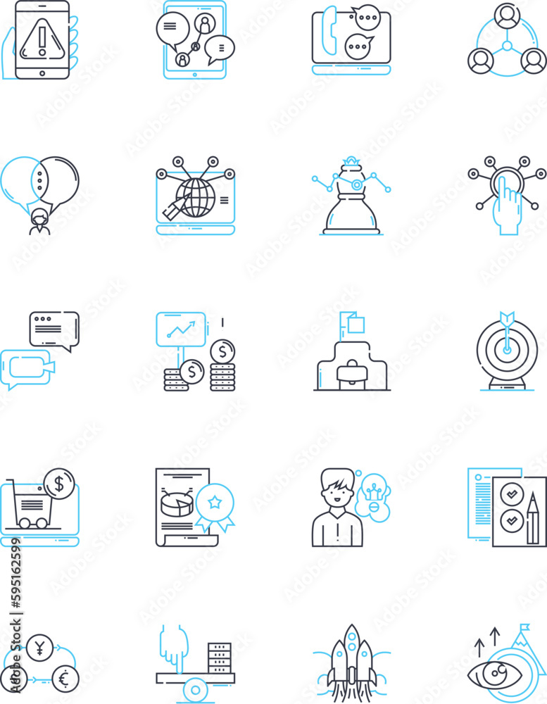 Digital advertising linear icons set. Programmatic, Native, Display ...