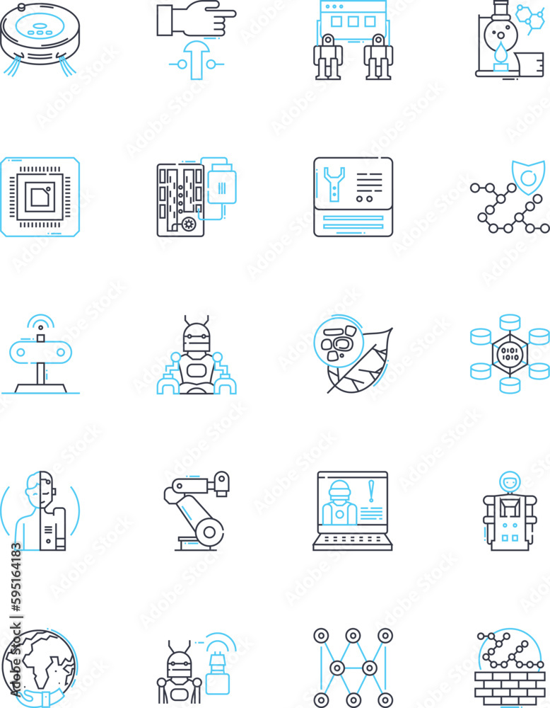 Electronic machinery linear icons set. Circuitry, Computerization ...