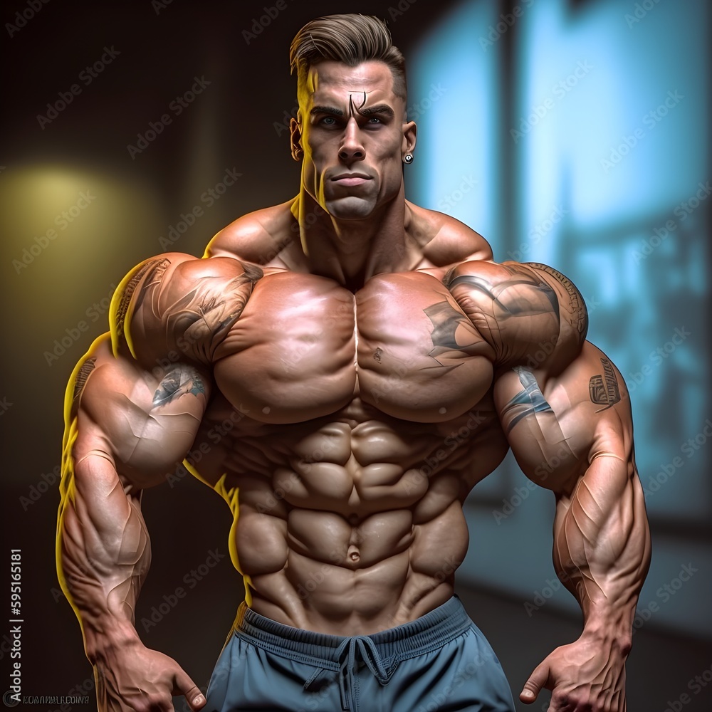 with bigger muscle huge giga chad more masculine enormous bodybuilder ...