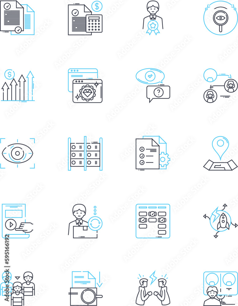 Unity linear icons set. Oneness, Collaboration, Harmony, Teamwork ...