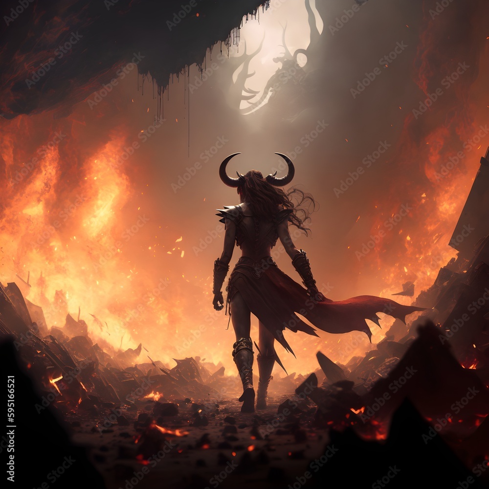 fighting her way out of hell super realistic Cinematic Lighting no ...