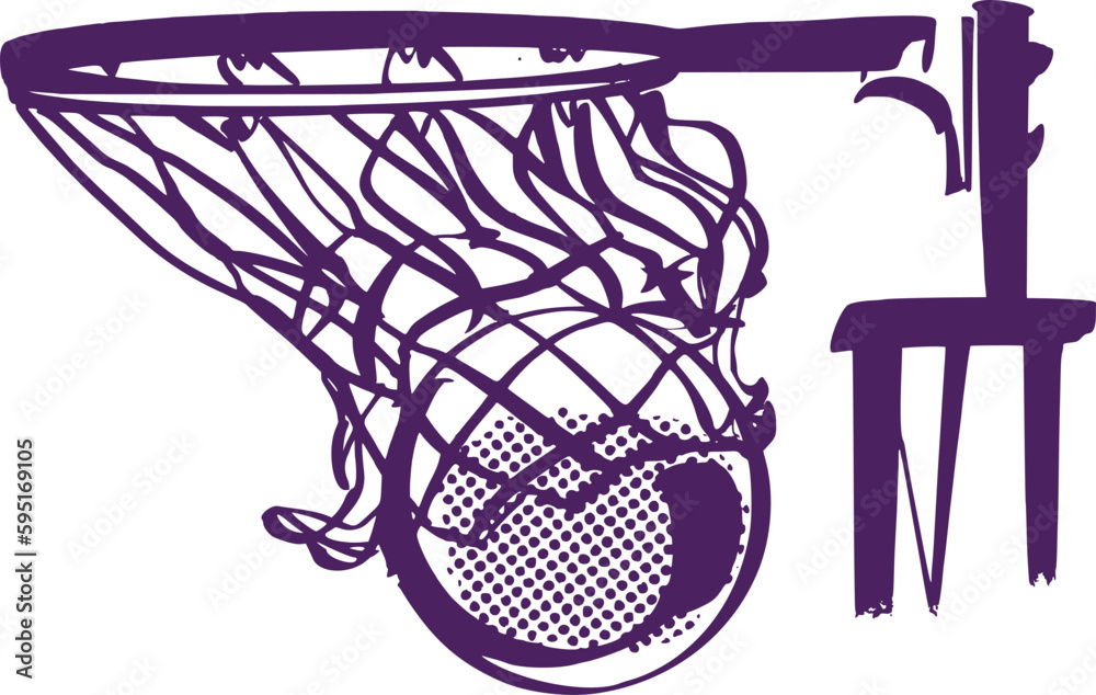 vector illustration of the Netball ball and hoop Stock Vector | Adobe Stock