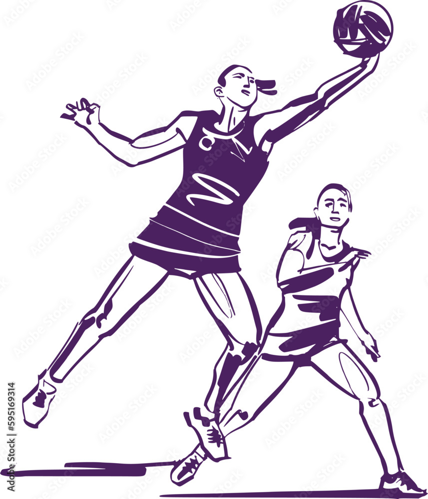 The netball player with ball in her hands Stock Vector | Adobe Stock