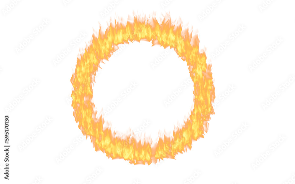 Ring of fire, flames and effect in a circle isolated on a transparent ...