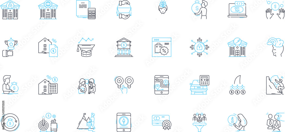 Web-based company linear icons set. Online, Technology, Cloud, Software ...