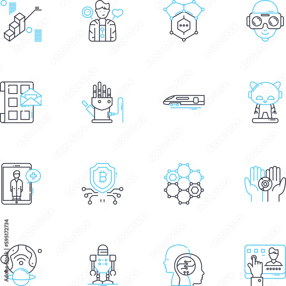 Modern Industry linear icons set. Automation, Efficiency, Innovation ...