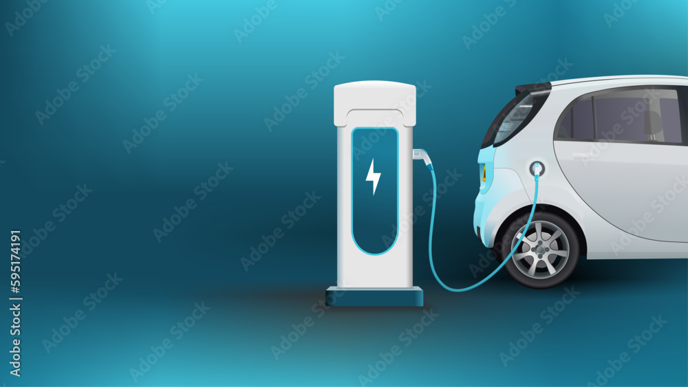 Electric car charging background. Electronic vehicle power dock ...