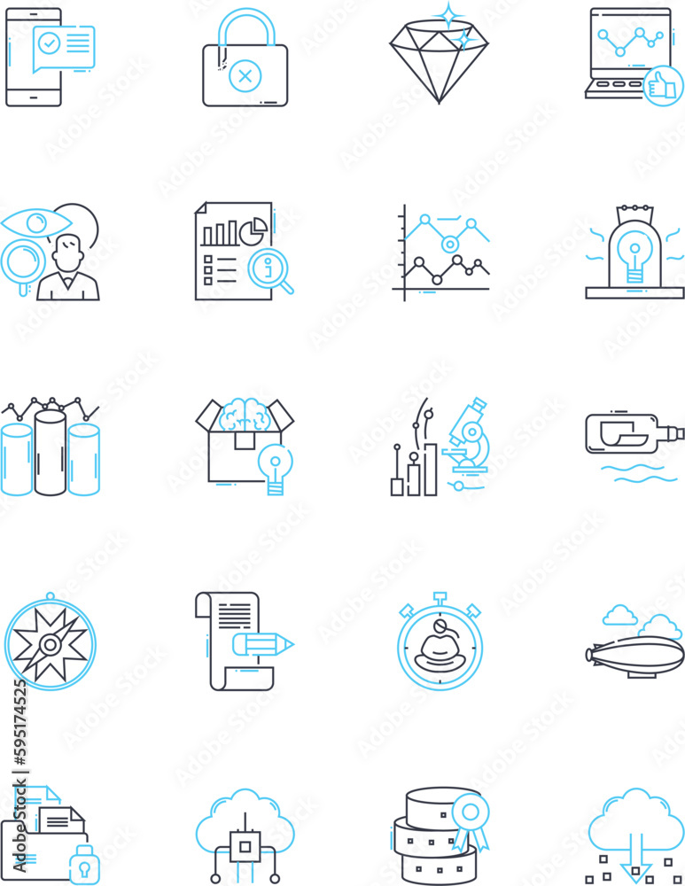 Vetor de Numerical Data linear icons set. Quantitative, Statistics ... Vetor de Numerical Data linear icons set. Quantitative, Statistics ...