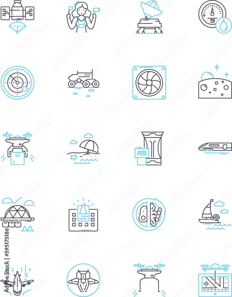 Load management linear icons set. Optimization, Efficiency, Demand ...