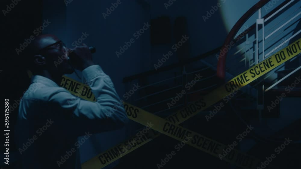 African American male investigator in formal shirt and tie standing in ...