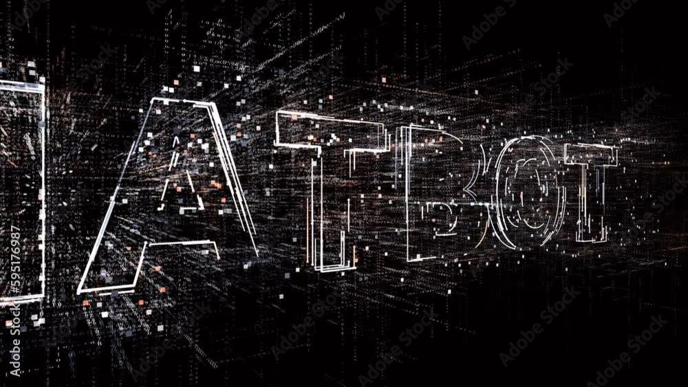 Video Stock 4k Chatbot animated word tag cloud;text design animation.The Matrix style binary ...