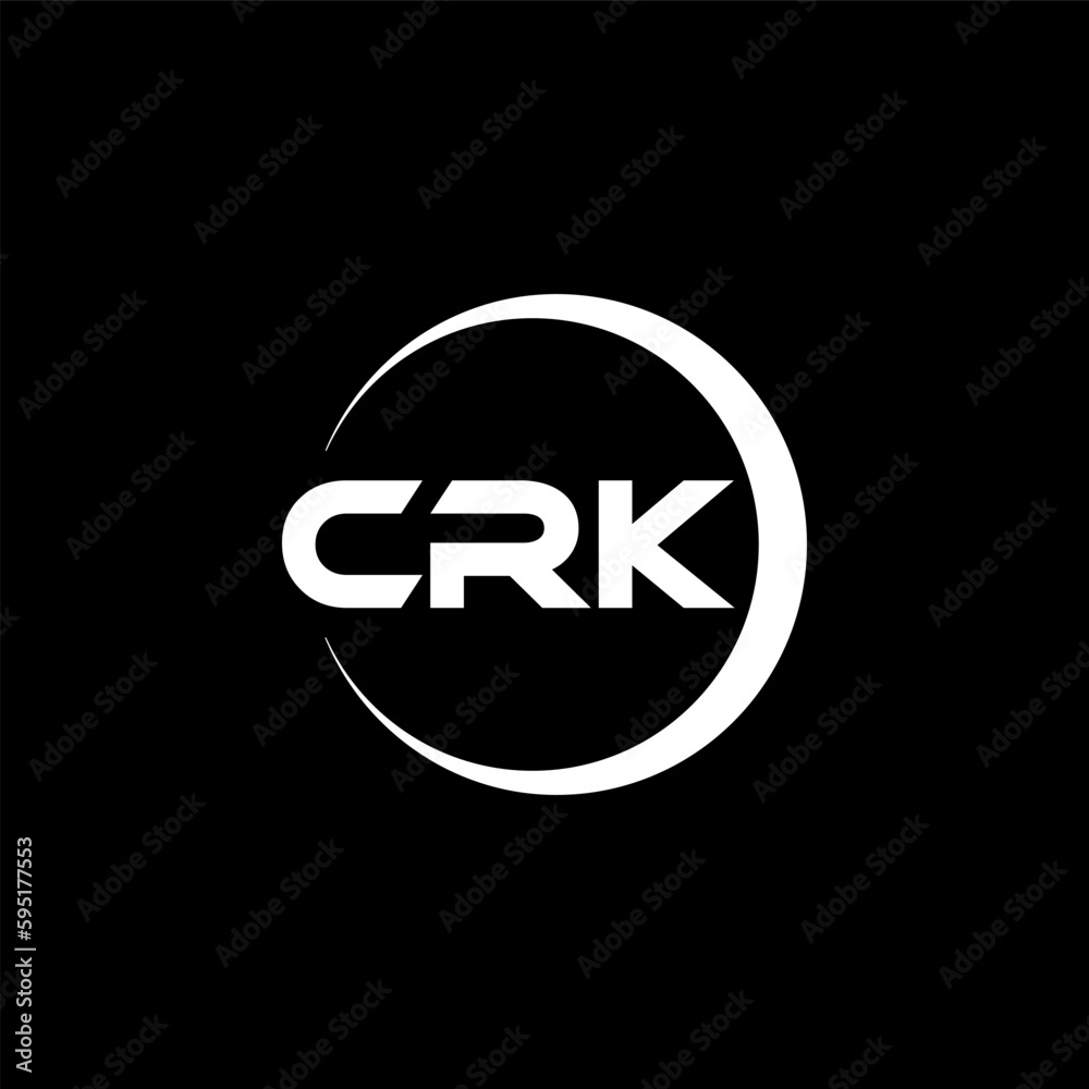 CRK letter logo design with black background in illustrator, cube logo ...