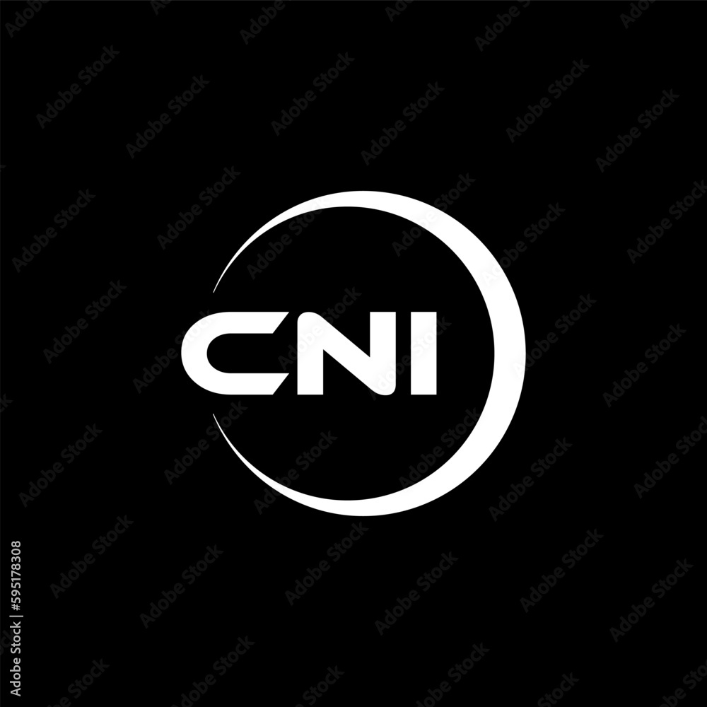 CNI letter logo design with black background in illustrator, cube logo, vector logo, modern ...