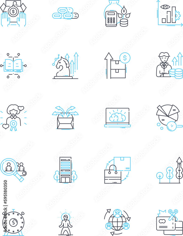 Automated robots linear icons set. Robotics, Automation, Mechanization, Artificial intelligence ...
