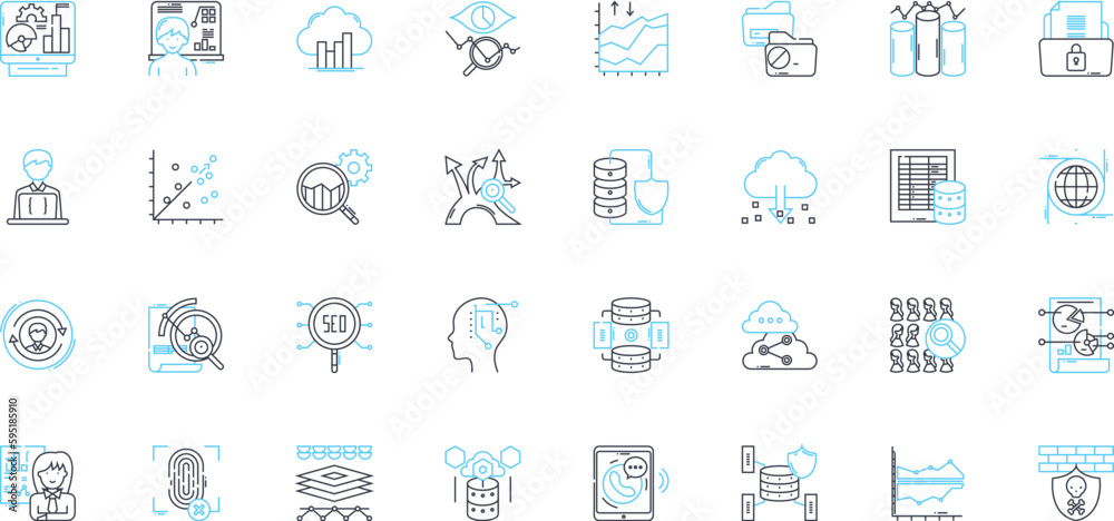 Competitive analysis linear icons set. Competition, Market, Rivals ...