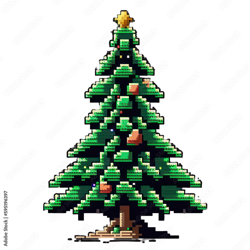 Pixel trees. Pixel christmas tree. Pixel art of christmas tree Isolated ...