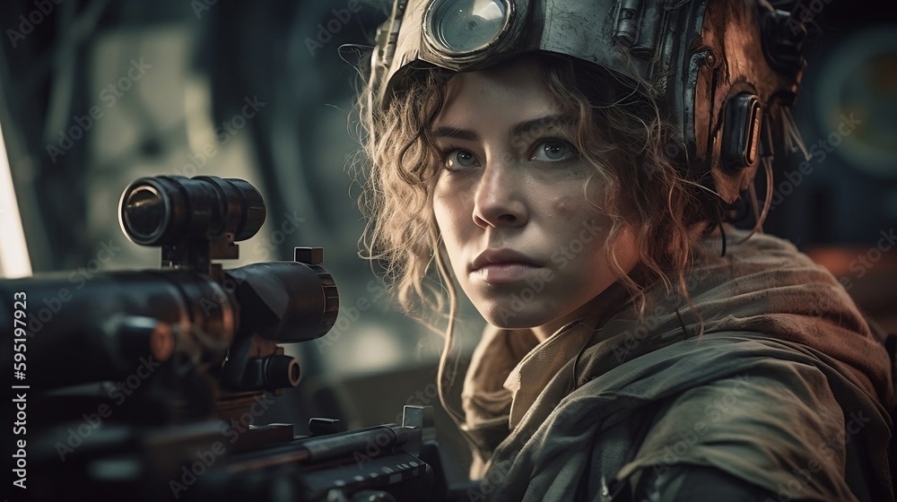 extreme low angle cinematic action upper body photograph of a beautiful ...