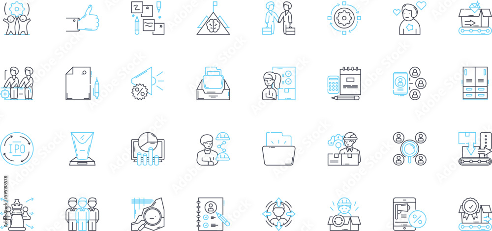 Operating squad linear icons set. Teamwork, Strategy, Coordination ...