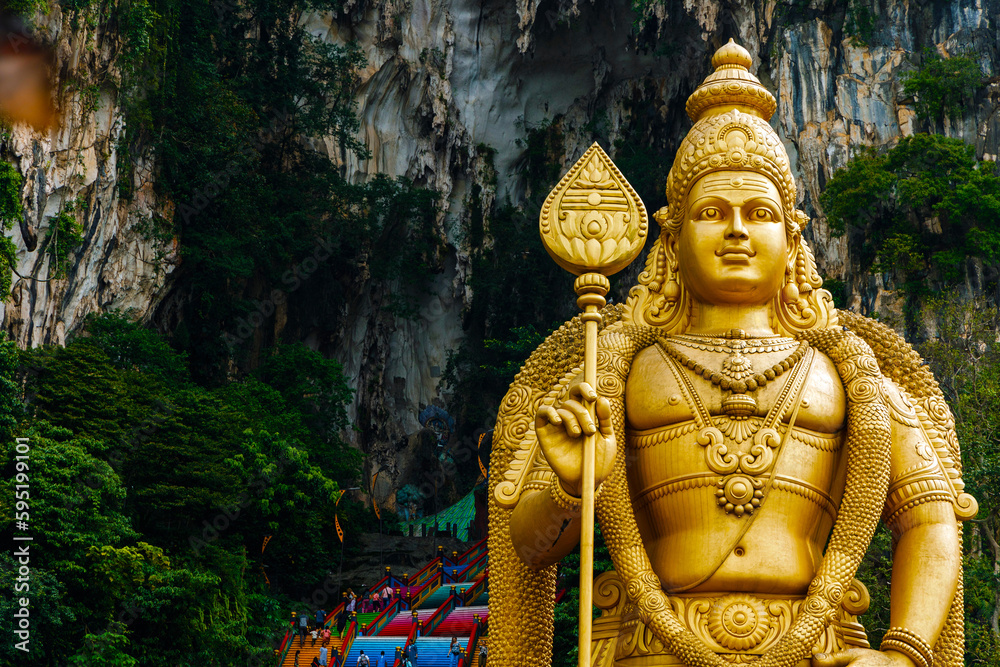 The Batu Caves Lord Murugan Statue and entrance near Kuala Lumpur ...
