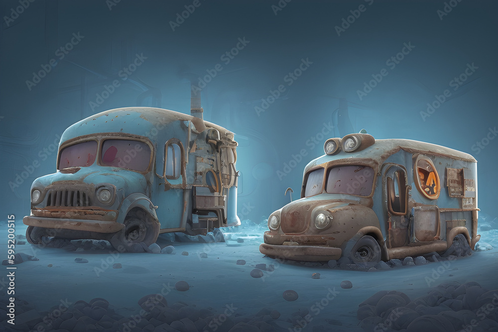 ai-generated illustration of a broken down food truck or ice cream ...