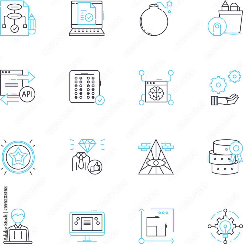 Vetor de Figures linear icons set. Shapes, Numbers, Forms, Statistics ...