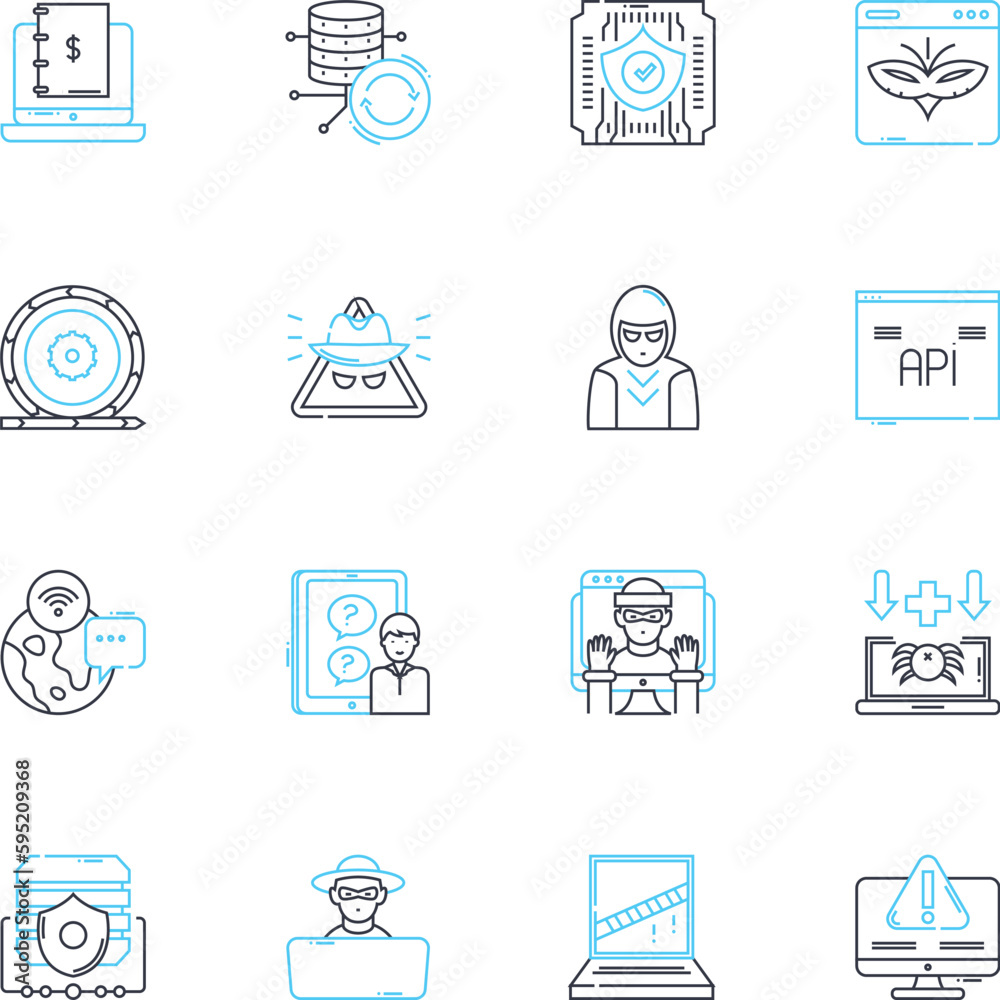 Fraudsters linear icons set. Deceit, Scam, Swindle, Sham, Trickster ...