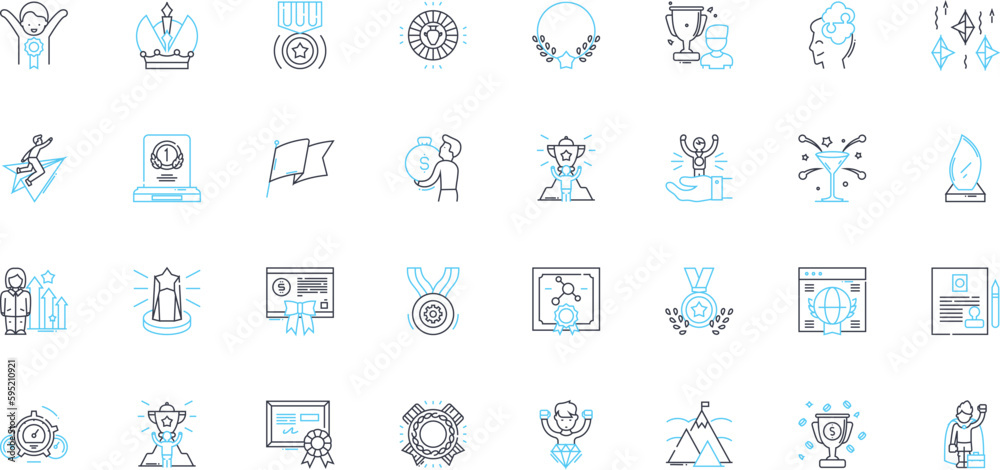Gameification linear icons set. Engagement, Motivation, Rewards ...
