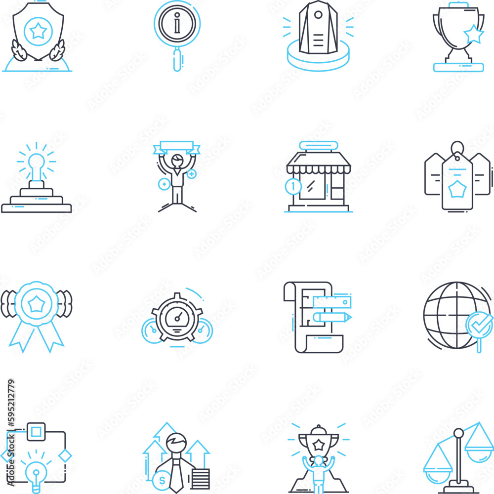 Skill progression linear icons set. Advancement, Growth, Development ...