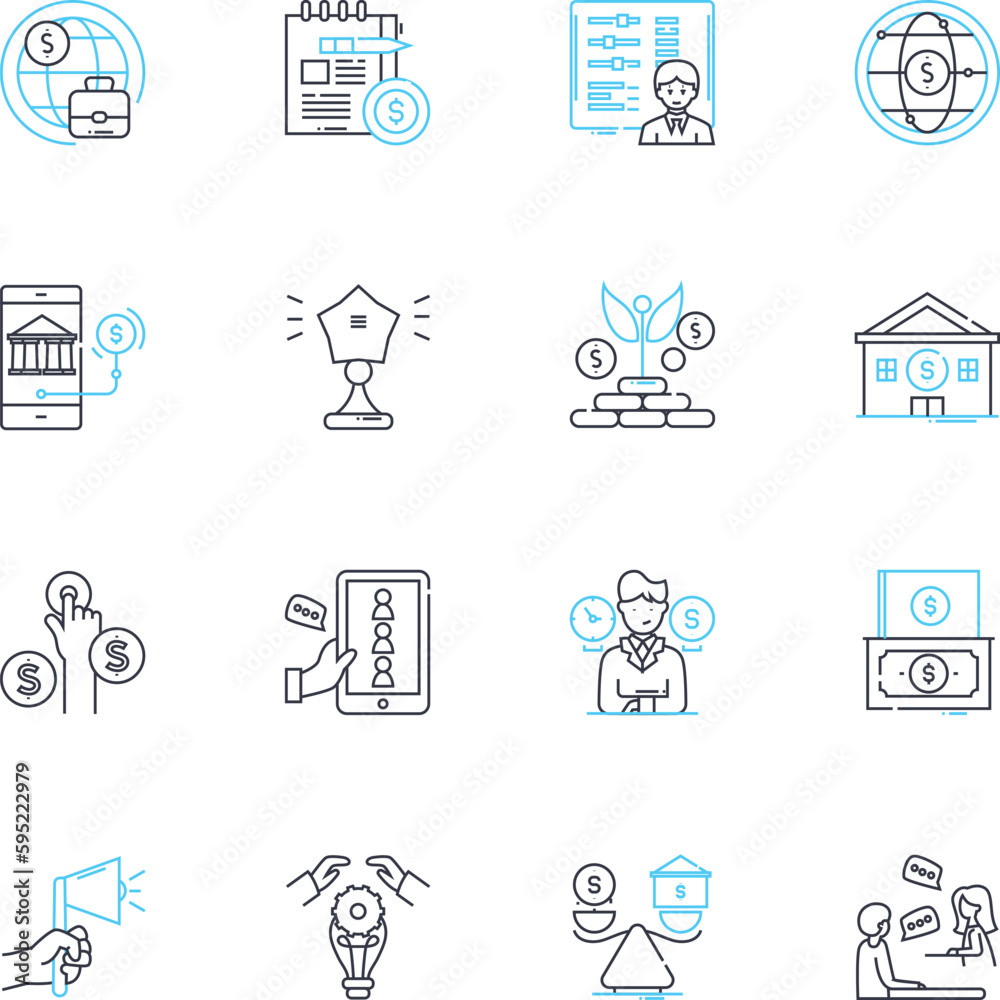 Property tax linear icons set. Assessment, Appraisal, Deduction ...