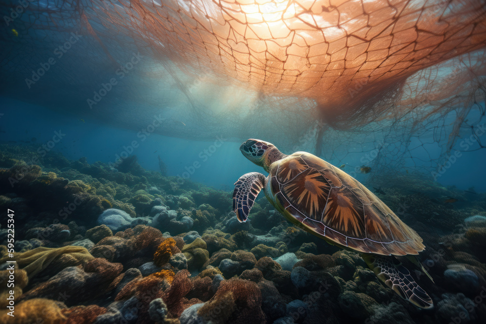Stunning sea turtle glides through the ocean, showcasing the beauty of ...
