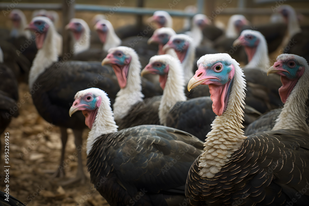 Poultry farm turkey in industrial rearing for meat food industry ...