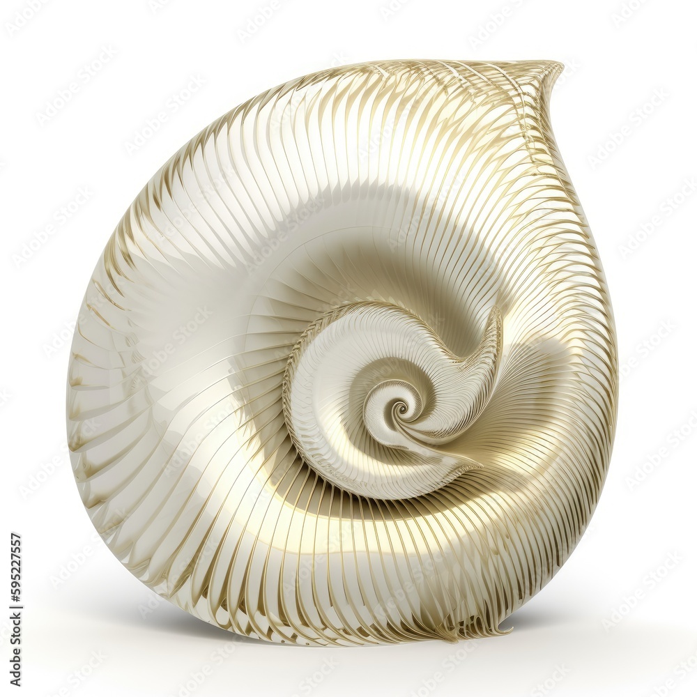 Abstract fractal nautilus shell on white background created using ...