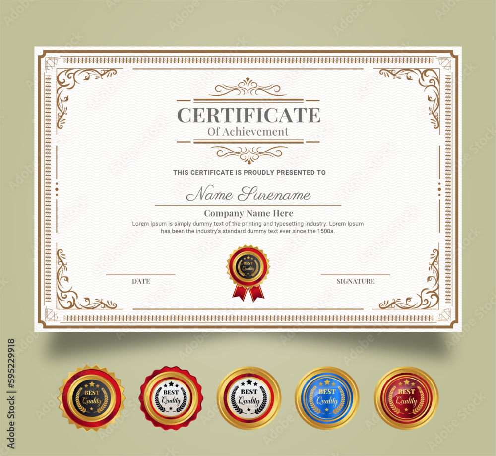 Certificate of Appreciation and Achievement template. Clean modern ...